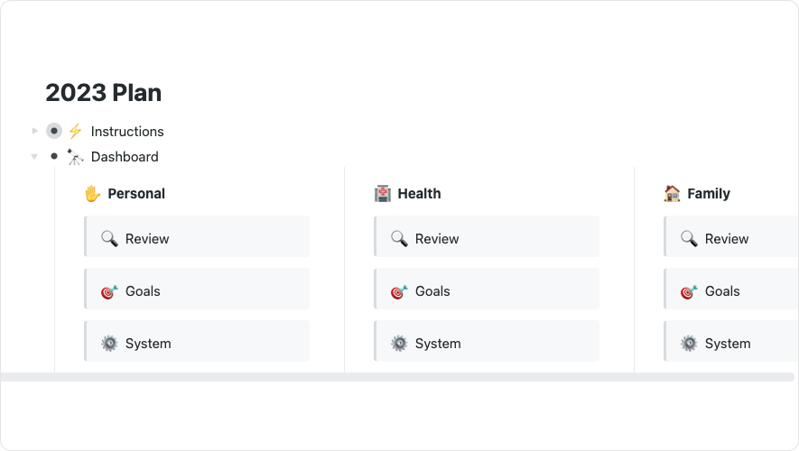 Workflowy template - 2023 Review and goals template